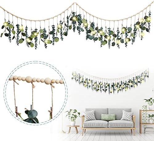 Amazon.com: Juexica Fall Artificial Eucalyptus Wall Hanging Boho Decor ...