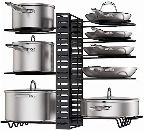 Amazon.com: ORDORA 8 Tier Pot and Pan Organizer Rack for Cabinet With 3 ...