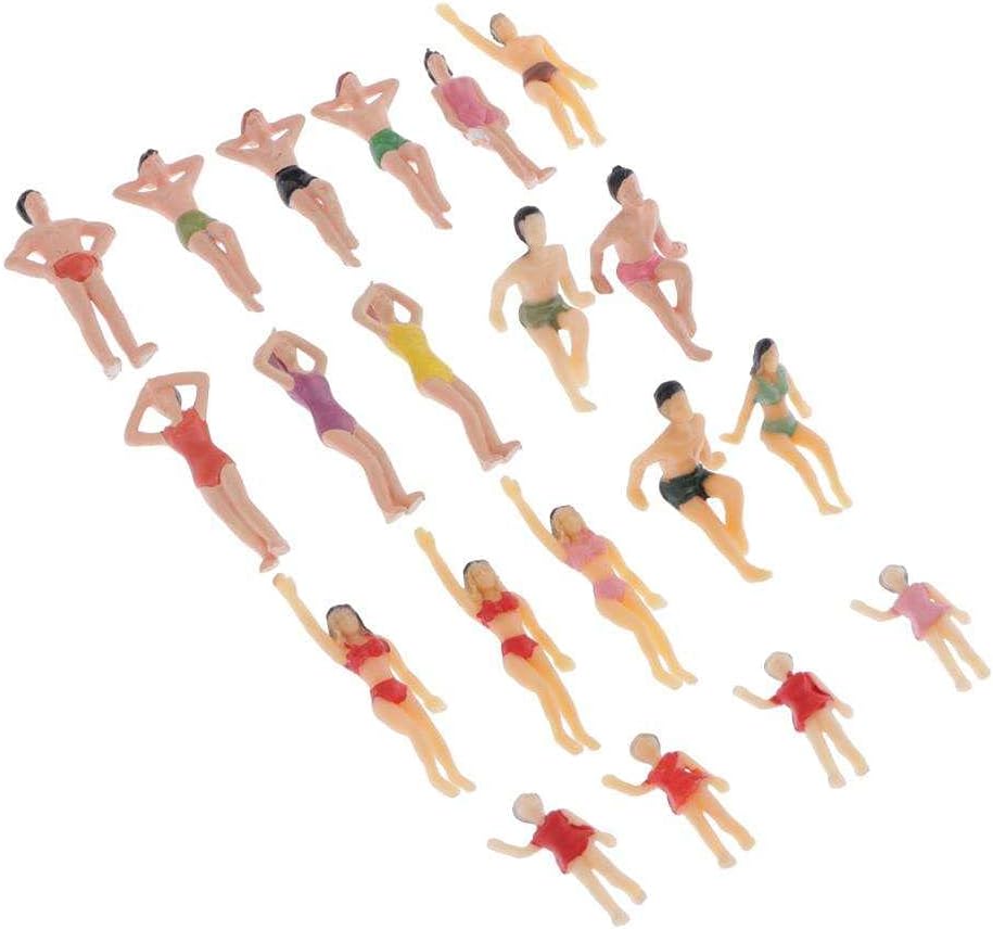 Sharplace 20Pack 1.4 inch Miniature Beach Swimsuits People Figures ...