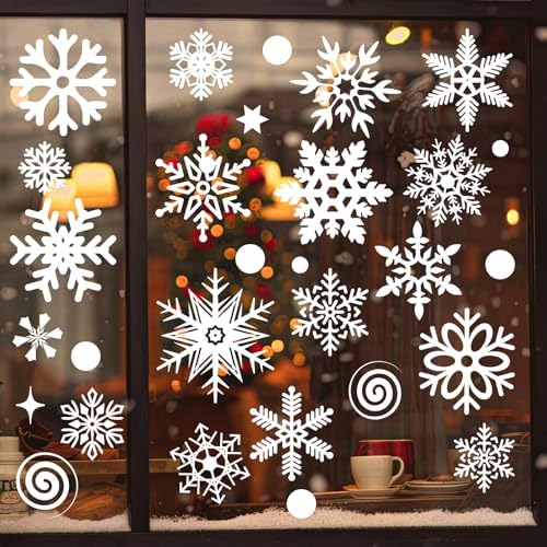 Amazon.com: XZENTIRA 525 PCS Winter Glitter Snowflake Window Clings - 9 ...