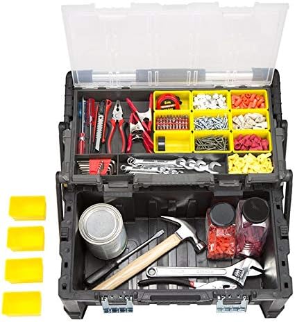 22-Inch Plastic Tool Box - Rugged Toolbox with 2-Tiers of Trays and 18 ...