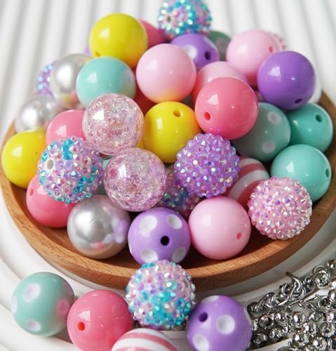 Amazon.com: 110 Pcs 20mm Bubblegum Beads, 20 Mm Beads for Pens Plastic ...