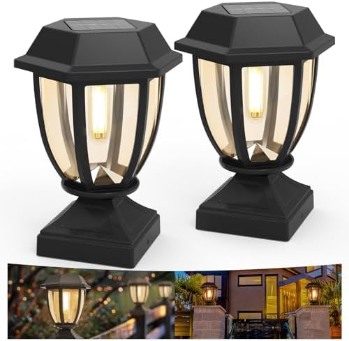 Icerona Solar Post Cap Lights, 2 Pack Outdoor Solar Post Light for 4x4 ...