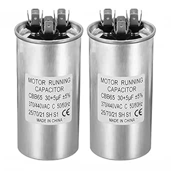 Amazon.co.jp: PATIKIL 30+5uF ±5% 30/5MDF 370/440V AC ファン始動コンデンサ 2個 CBB65 円形デュアルランコンデンサ ACモーター運転 ...