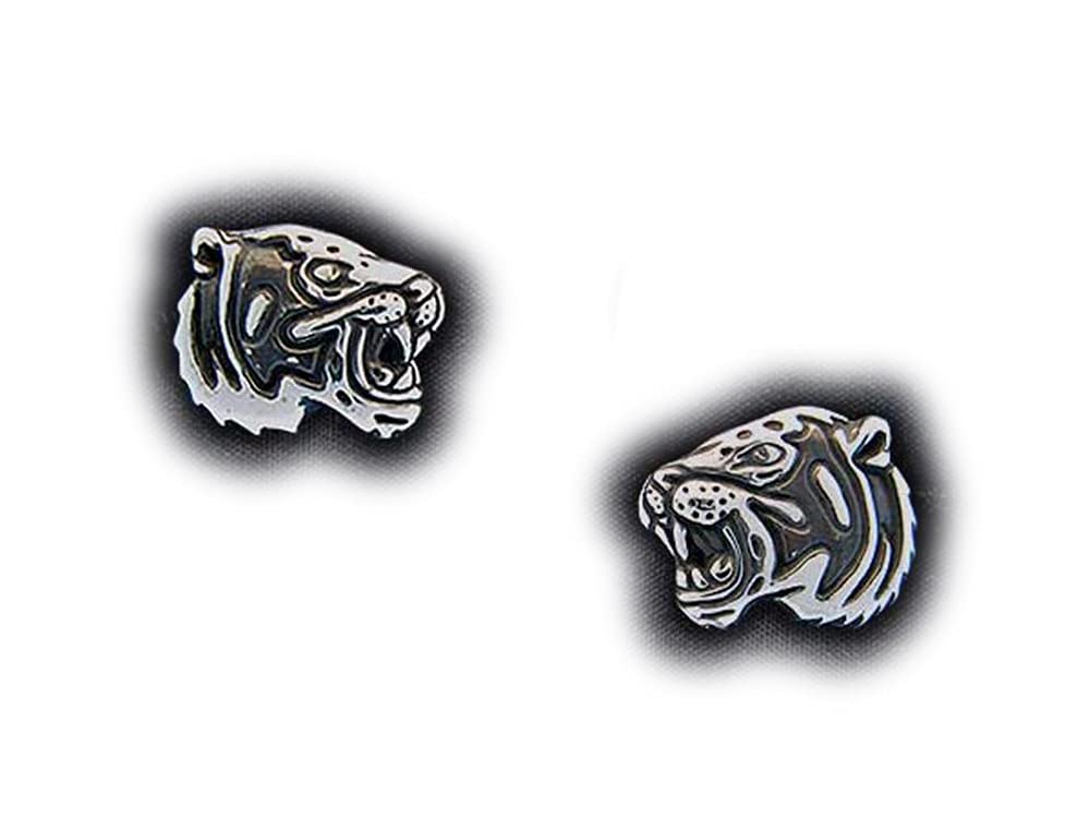 Amazon.com: Tiger Head Cuff Links in Solid Sterling Silver Hand Carved ...