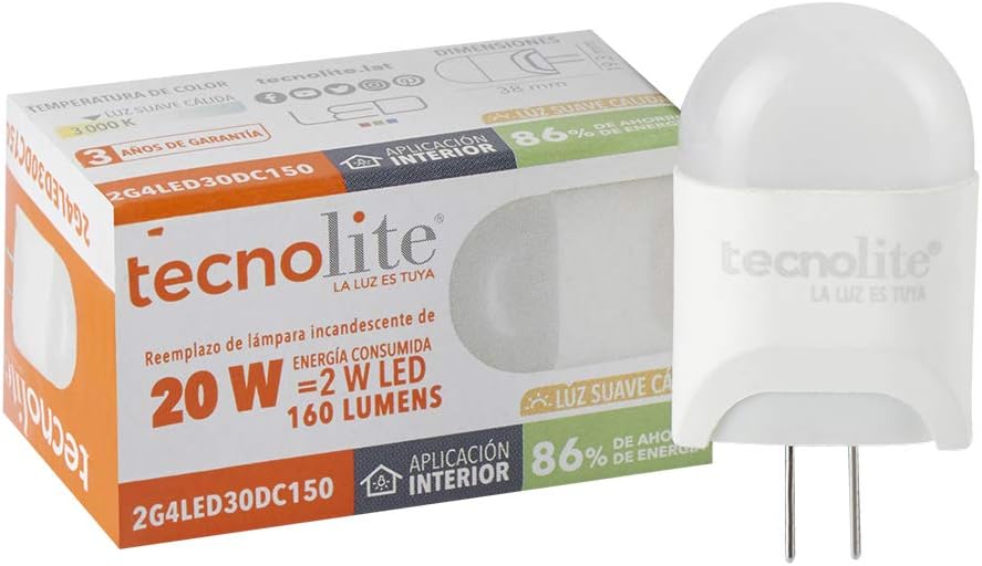 Tecnolite - Foco MR16 LED 7 W, Luz Cálida Brillante, Base GX5.3, Atenuable, Iluminación Interior ...