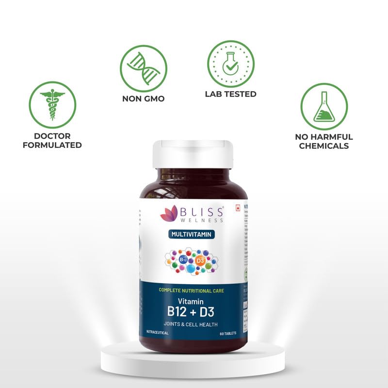 Bliss Wellness Vitamin B12 & D3 Tablets | With Essential Vitamins B12 ...