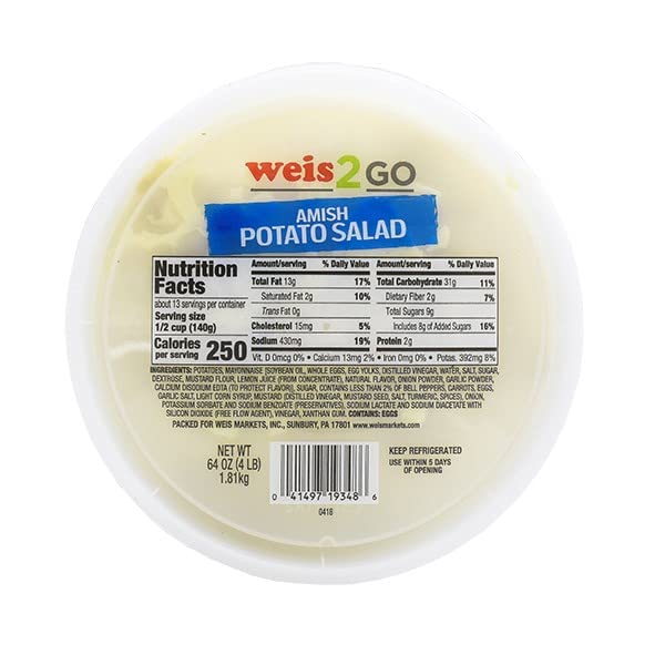 Amazon.com: Weis 2 Go, Deli Salad Amish Potato, 64 Ounce : Grocery ...