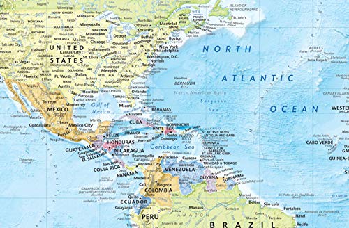 Large Blue Ocean World Wall Map | 36x24 - Detailed World Wall - Want It All