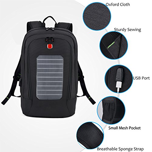 Fanspack Solar Powered Laptop Backpack with USB Charging Port Review ...