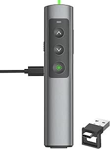 Amazon.com: Rechargeable Green Laser Pointer Presentation Clicker for Laptop PowerPoint, USB-A ...