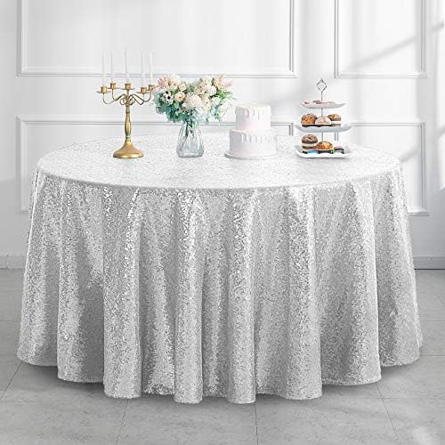 Amazon.com: BalsaCircle 120 inch Silver Satin Round Tablecloth Table ...