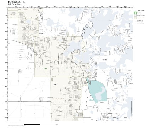 Amazon.com : ZIP Code Wall Map of Inverness, FL ZIP Code Map Laminated ...