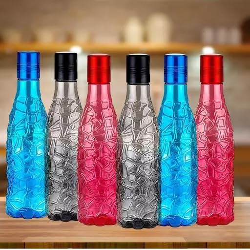 RABBY Round Plastic Bottle Set, 1 Litre, Set of 6, Assorted : Amazon.in ...
