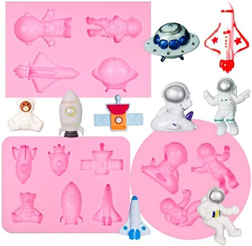 Amazon.com: INCYEKl Astronaut Fondant Molds Rocket Planet Silicone Mold ...