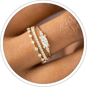 Amazon.com: MAIYIDACK Gold Dainty Rings Set for Womem 14k Gold Plated ...