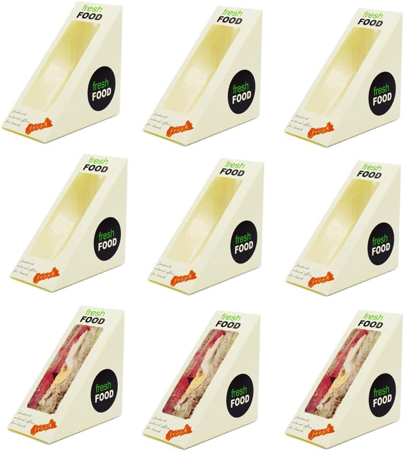 Amazon.com: Karat 17oz Clear PET Hinged Triangle Sandwich Containers ...