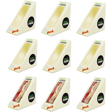Amazon.com: Hewnda 100 Pcs Sandwich Paper Boxes,Sandwich wedge eco ...