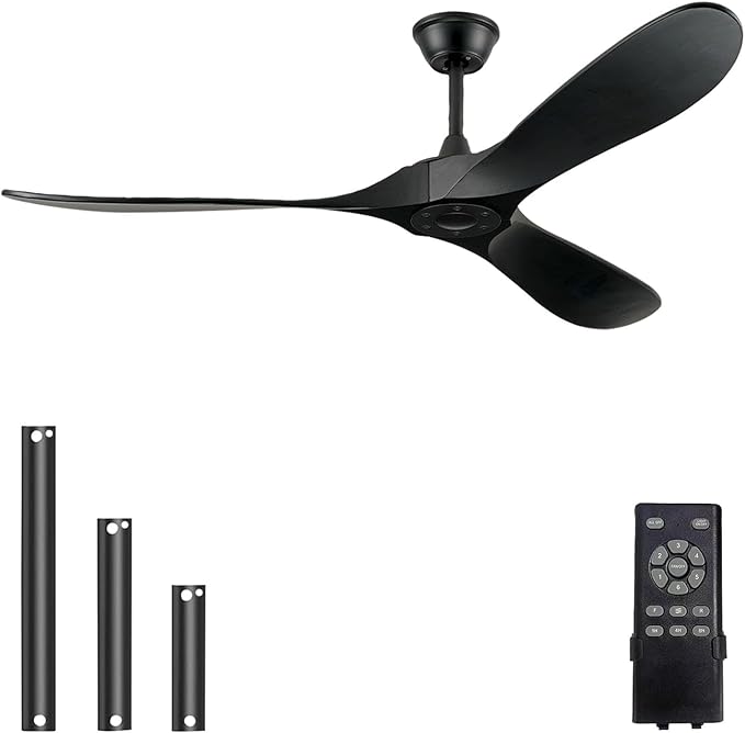 Amazon.com: YKXONFA 60" Modern Ceiling Fan, 3 Blade Walnut Wood Matte ...