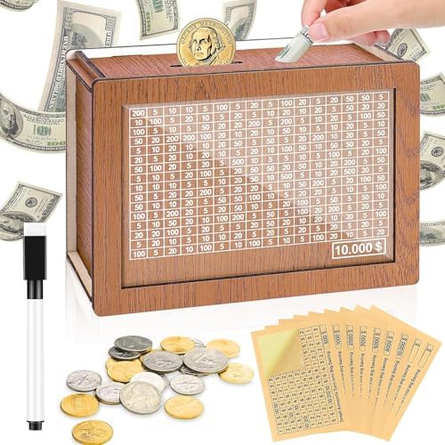 Amazon.com: Cash Vault Wooden Money Saving Box, Cash Savings Box for ...