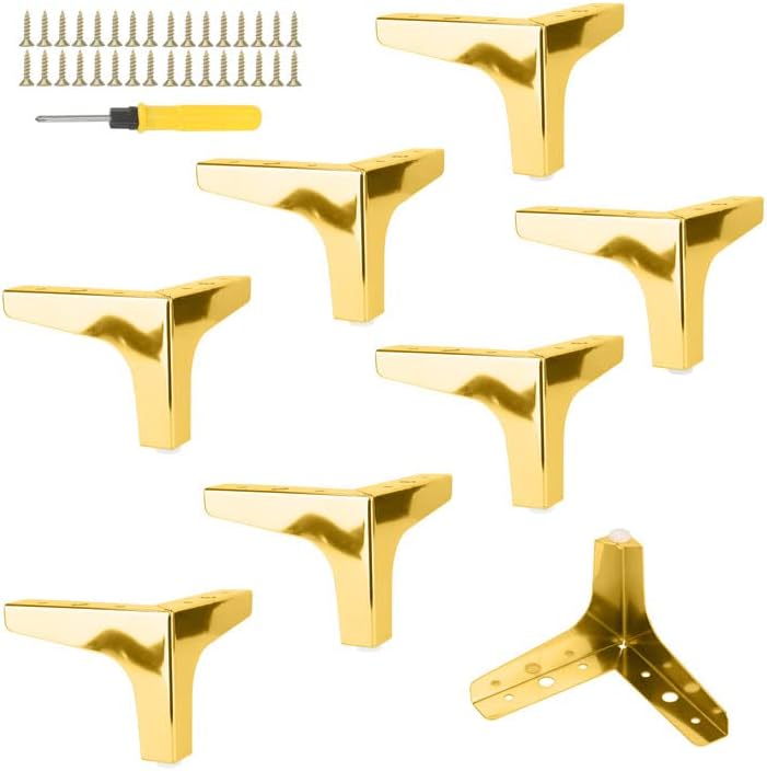 ZEONHAK 8 PCS 4 Inch Gold Triangle Furniture Legs, 10cm Metal Triangle ...
