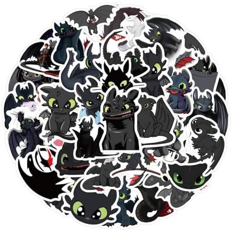 Amazon.com: 55pcs Cartoon Toothless Stickers for Water Bottles, Cute ...