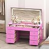 Amazon.com: JassmiPkwy Make Up Vanity Desk with Large Mirror and Lights ...