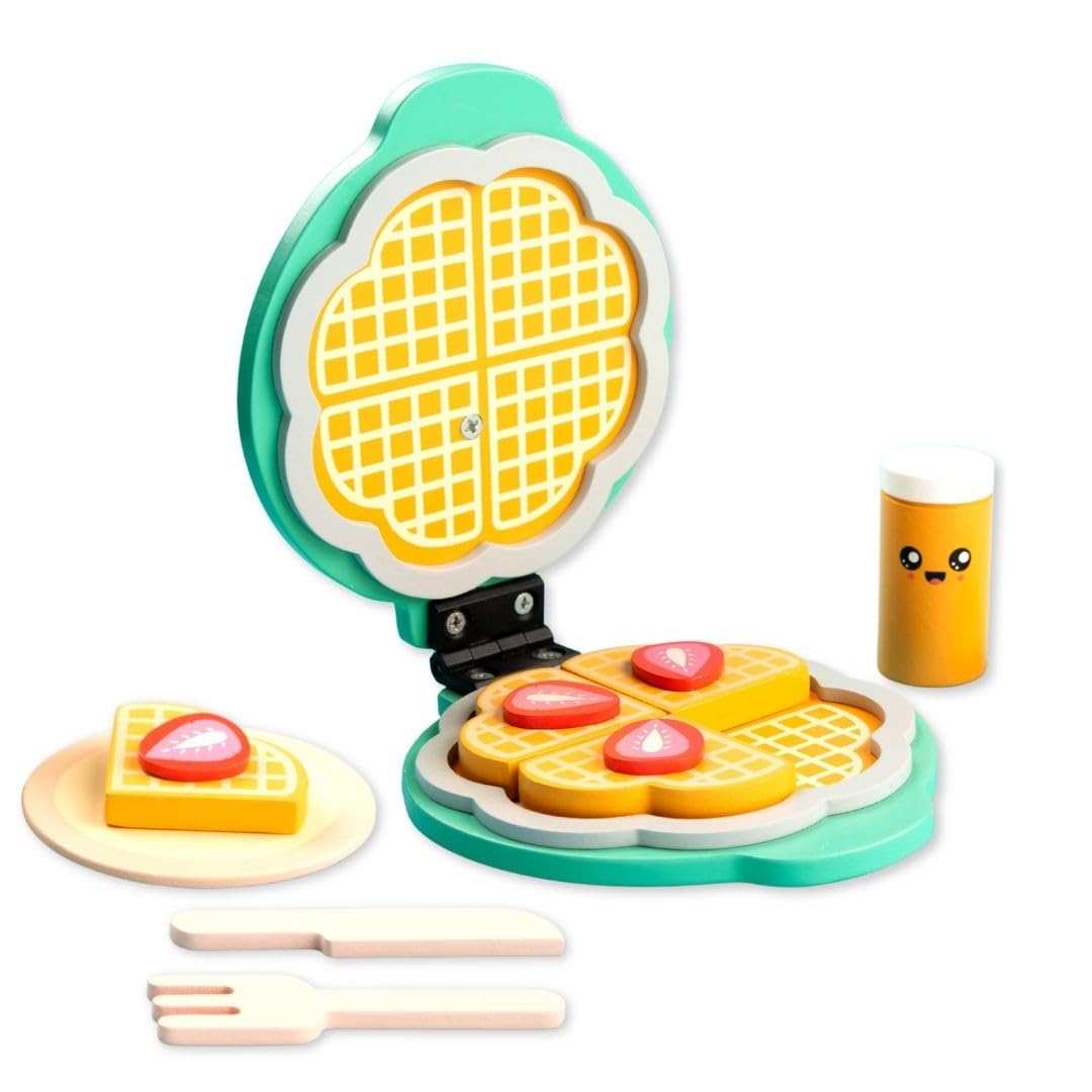 Buy Cots and Cuddles Wooden Waffle Maker Toy Set for Kids | Pretend ...