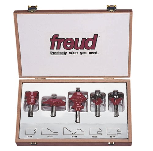 Freud 95-100 5-Piece Cabinet Door Bit Set with 99-510 Panel Router Bit ...