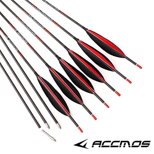 ACCMOS Spine 800 Pure Carbon Arrow ID 4.2 mm Shuttle Shape Feathers ...