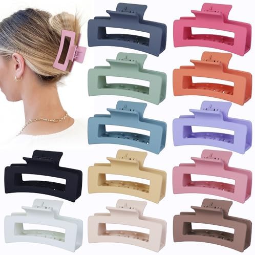 Amazon.com: Sisiaipu 12 Pcs Medium Hair Clips, 3.5 Inch, Colorful ...