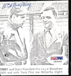 Bill Terry Signed Photograph - 3 X 3 Cut Out Psa Coa - Autographed MLB ...