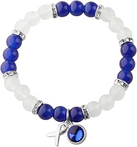 Amazon.com: CHOORO Blue Awareness Ribbon Charm Bracelet Colon Cancer ...