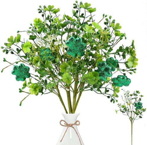 Amazon.com: Sggvecsy St.Patrick's Day 6 Pcs Shamrock Stems Artificial ...