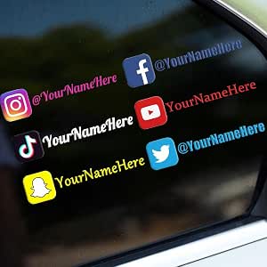Amazon.com - Youdian Custom Social Media Username Decals Stickers for ...