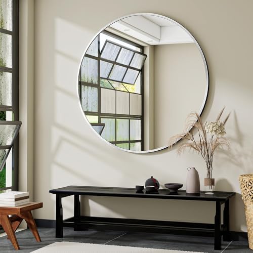 Amazon.com: VooBang Black Round Bathroom Mirror, 42 inch Large Circle ...