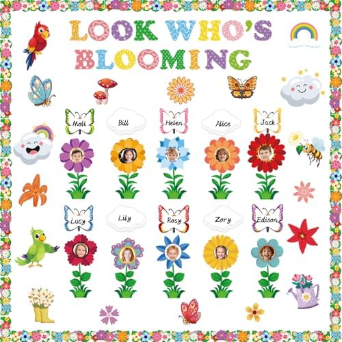 Amazon.com: Spring Flower Bulletin Board Decorations Set Look Who’s ...