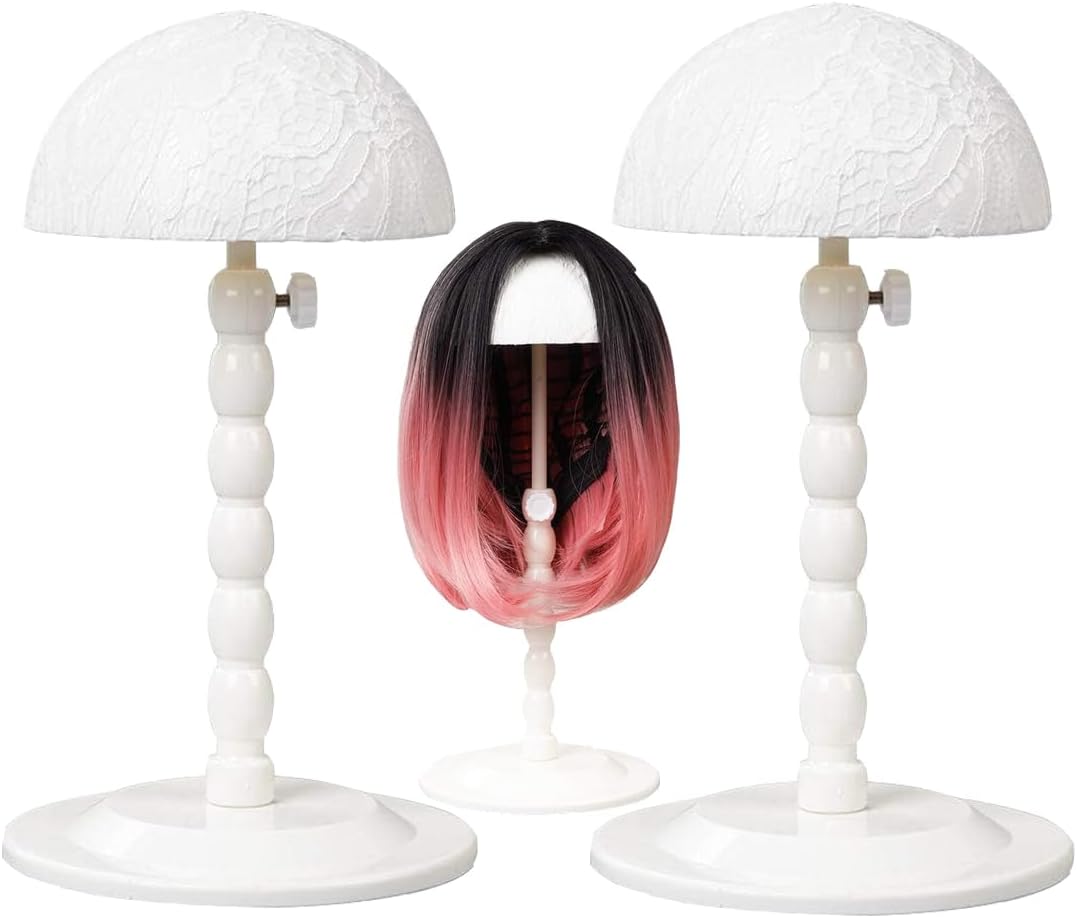 Amazon.com: Youngther 2Pcs Wig Stand Adjustable Height Hat Display ...