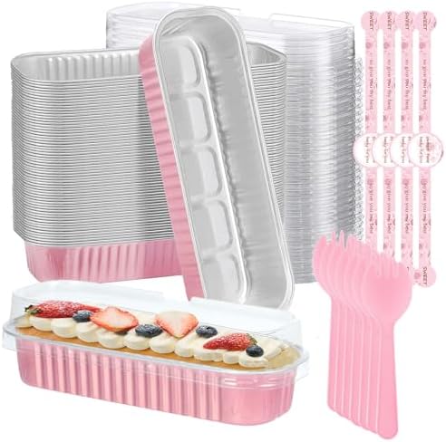 Amazon.com: JuneHeart Mini Loaf Pans with Lids and Spoons, 100 Pack ...