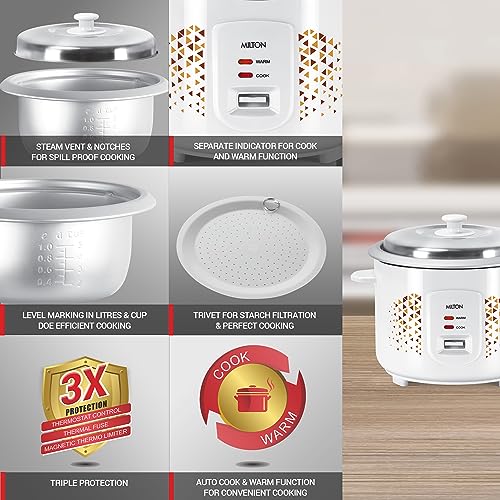 Milton Euroline Excel 1.8 Liter Electric Rice Cooker with Additional ...