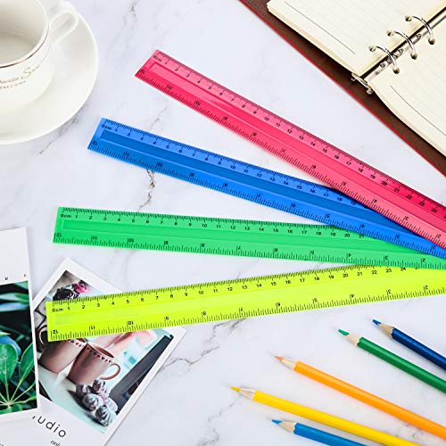Snapklik.com : 4 Packs Plastic Straight Rulers Plastic Rule Measuring ...