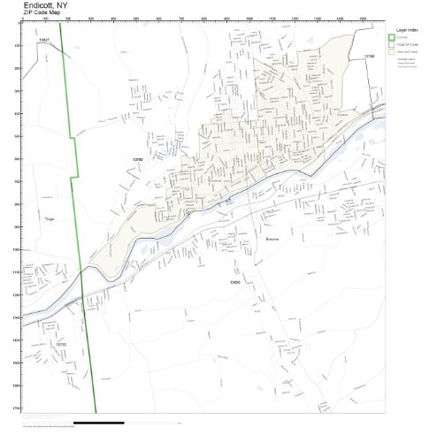 Zip Code Wall Map Of Endicott Ny Zip Code Map Laminated 2704