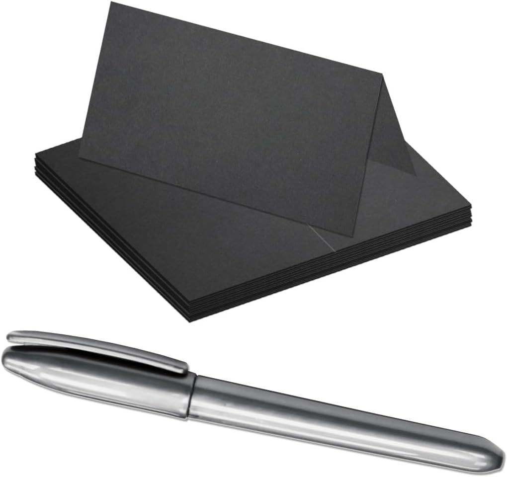 Black Place Cards with Silver Pen - 20 Name Pack - Wedding Reception ...