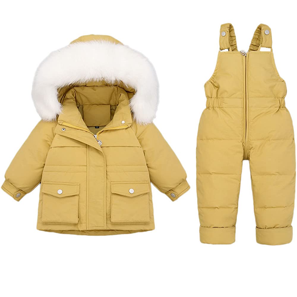 Amazon.com: JELEUON Baby Girls Two Piece Winter Warm Hooded Snowsuit ...