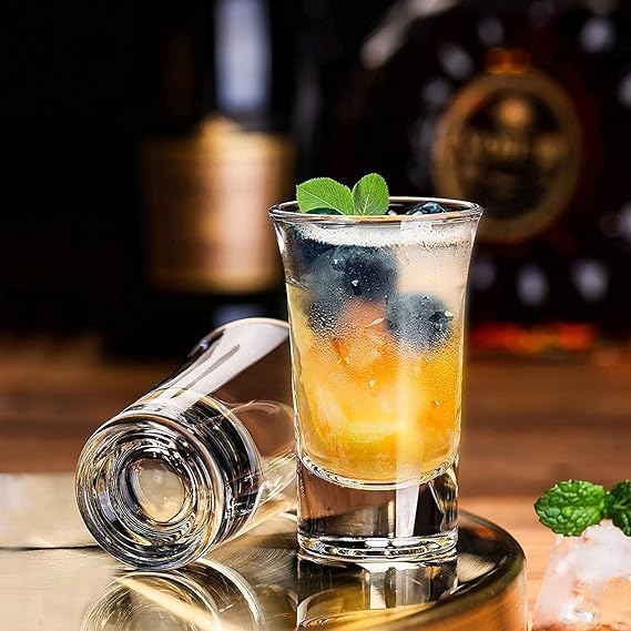 Buy Shrux Round Shot Glasses with Heavy Base for Whiskey, Tequila ...