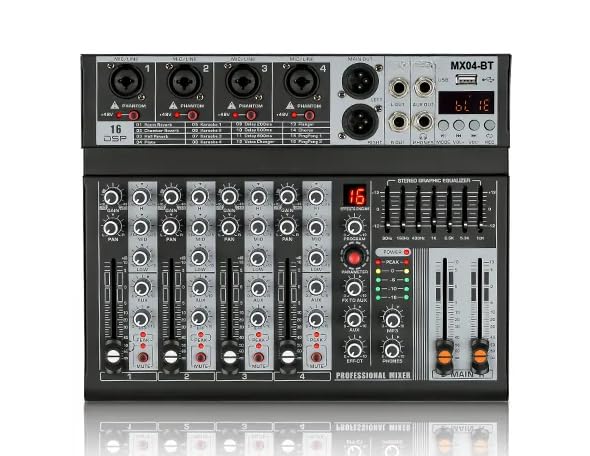 kh 4 Channel Professional Audio Mixer 4-channel built-in EQ/16DSP ...