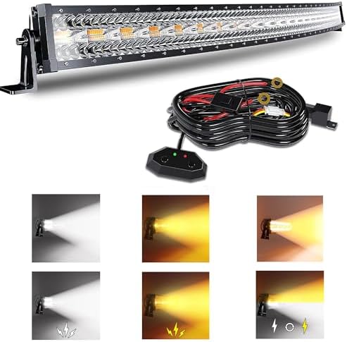 Amazon.com: SLARY 32 Inch 180W Curved LED Light Bar White/Amber Flasing ...