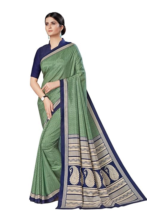 Buy Bobby Saree Center Women's Mustard & Green Malgudi Art Silk Uniform ...