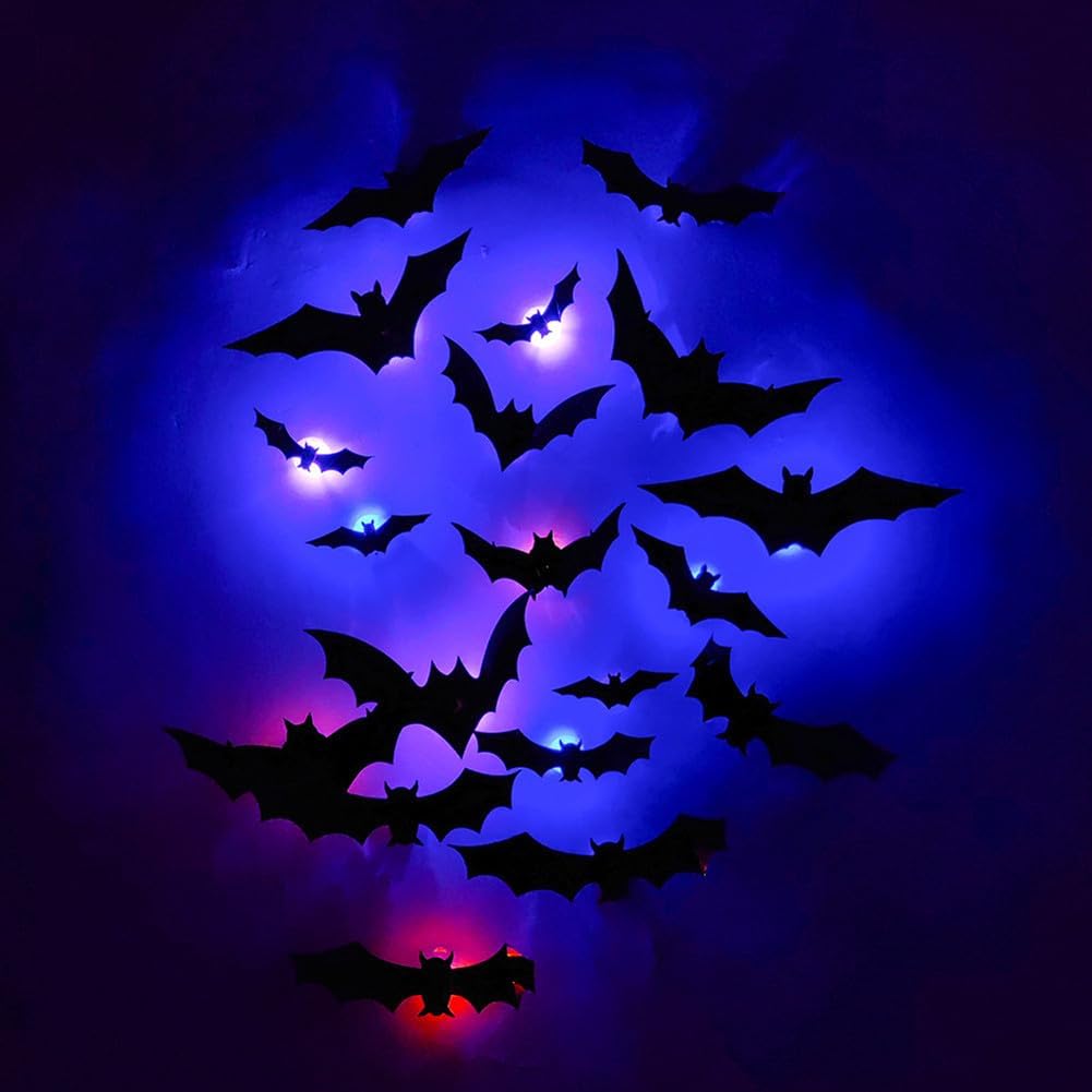 Amazon.com: 24pack Luminous 3D Bats Stickers, Halloween Wall ...