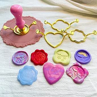 Amazon.com: 4PCS Metal Wax Seal Kit for 1 Inch Wax Seal Stamp Wax Seal Molds and Silicone Mat ...